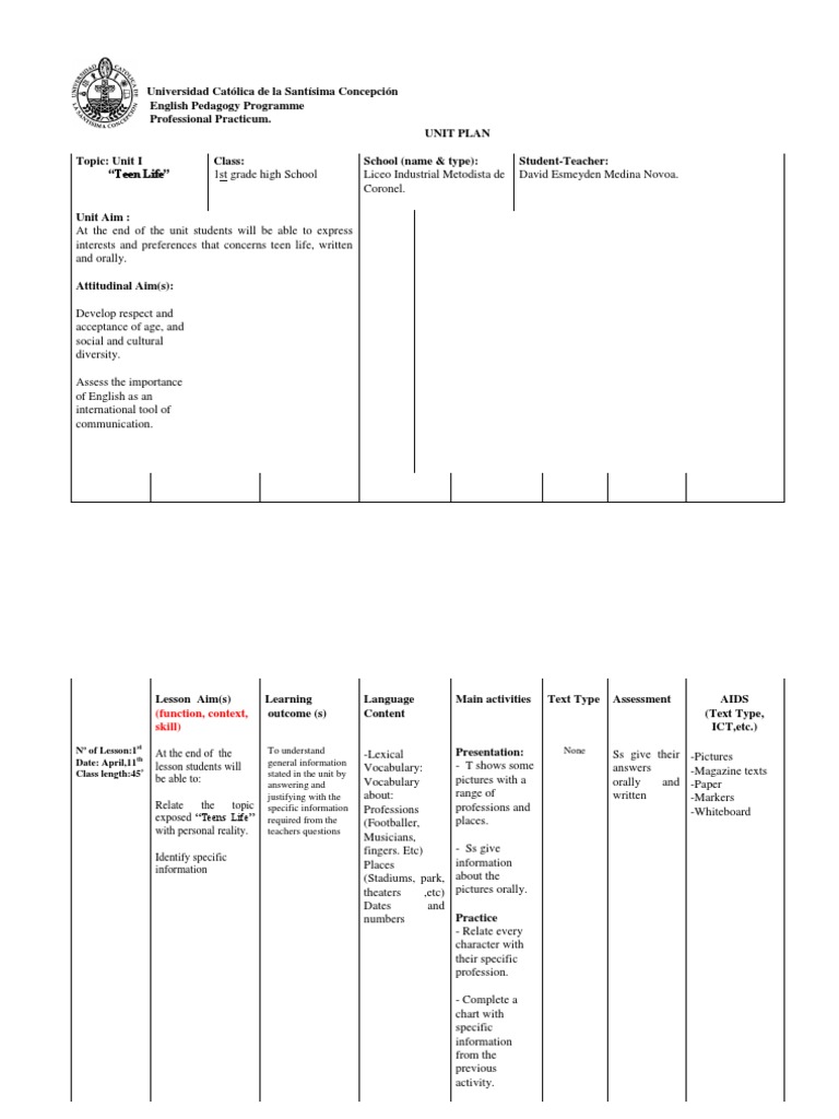 Final Unit Plan LIM 1st Grade | PDF | Verb | Reading Comprehension