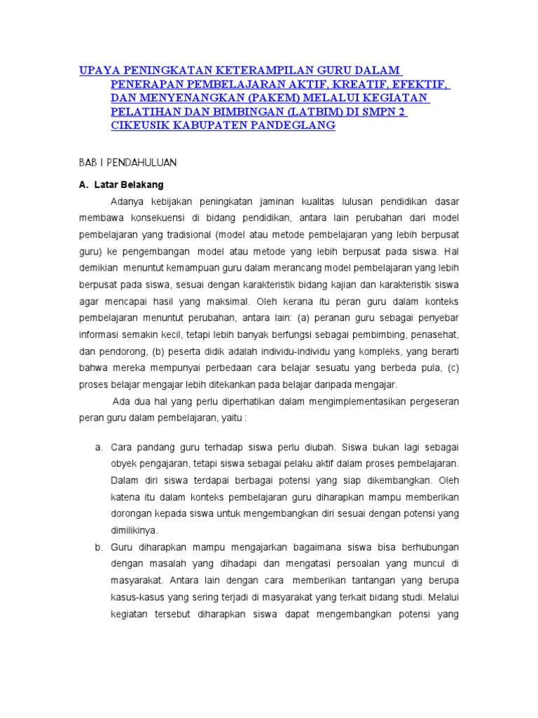 Contoh Laporan Penelitian Tindakan Sekolah | PDF