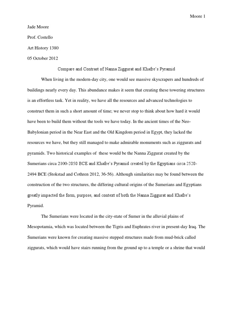 UH Art History 1380 Compare Contrast Paper Pyramids and Ziggurats | PDF ...