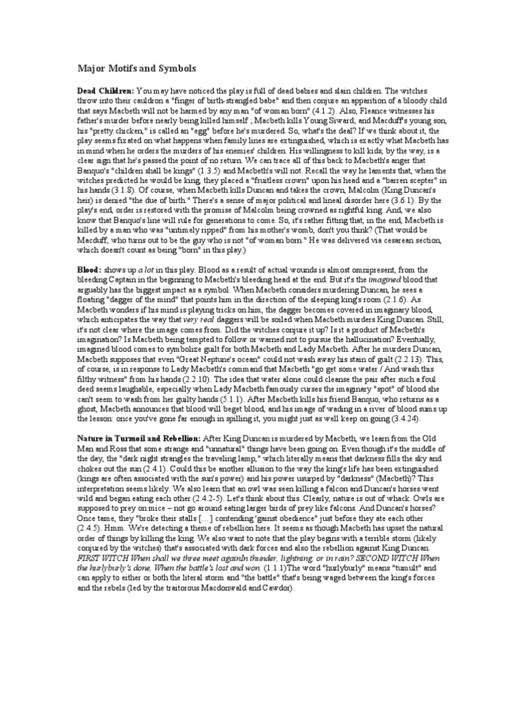 Motifs and Symbols in Macbeth | PDF | Macbeth | Destiny
