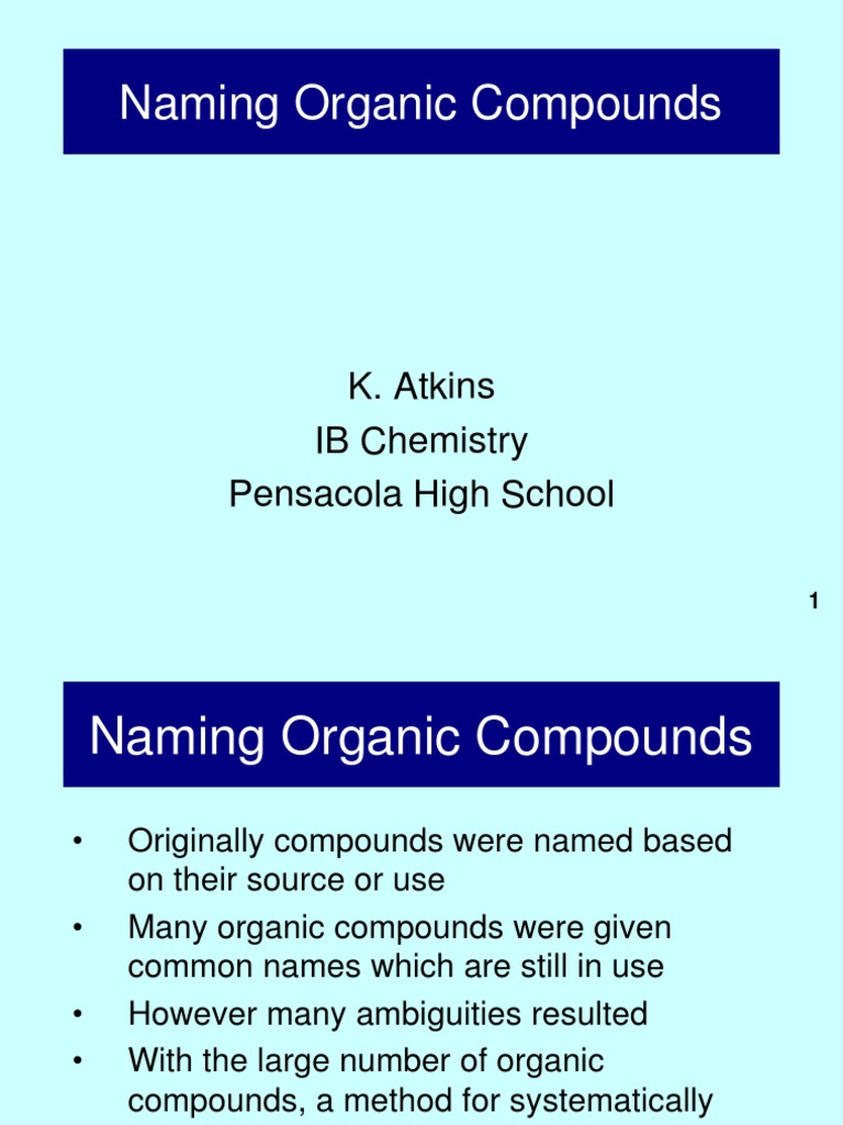 IB Chem Organic Nomenclature 3 | PDF