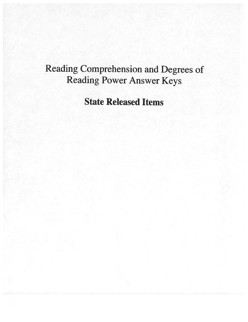 Answer Key To Practice Exercises Reading Comprehension and Degrees of ...