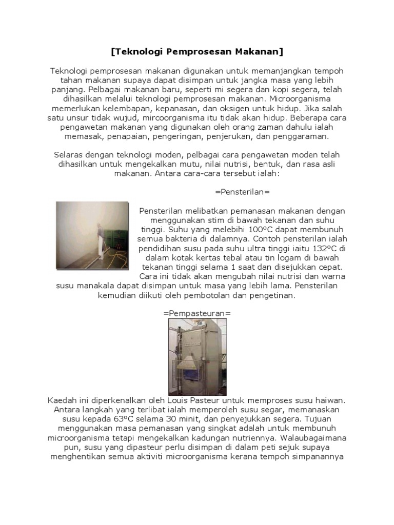 Teknologi Pemprosesan Makanan | PDF