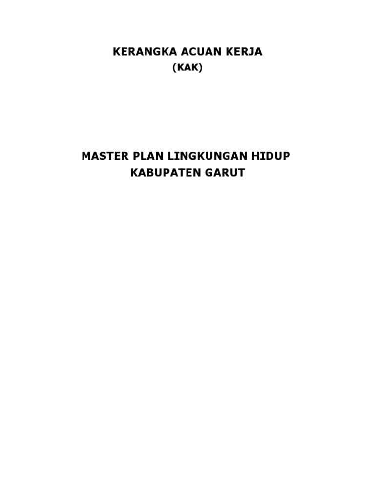 KAK Masterplan LH Kabupaten Garut | PDF