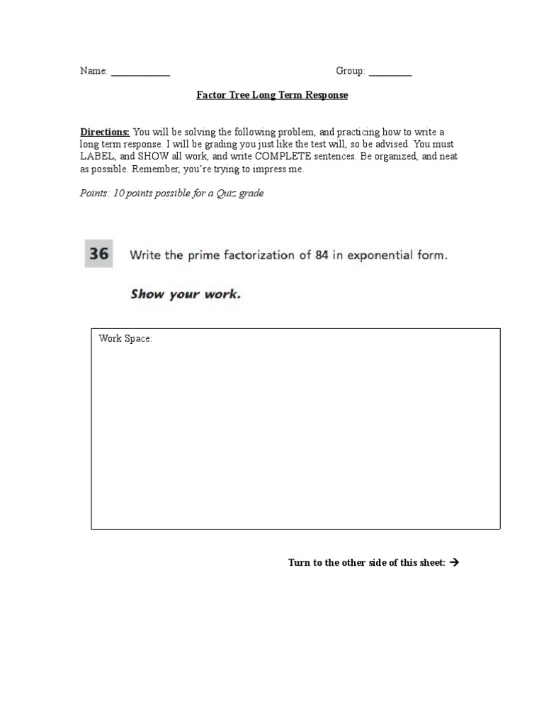 Factor Tree Long Term Response Guide | PDF