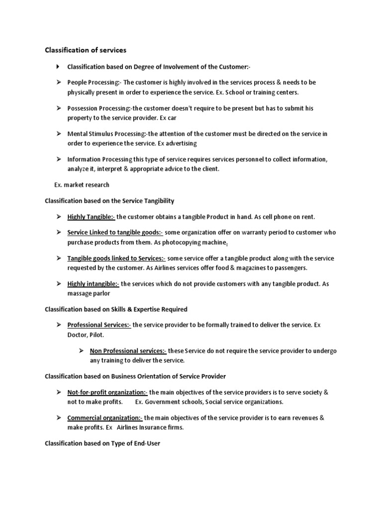Classification of Services | PDF