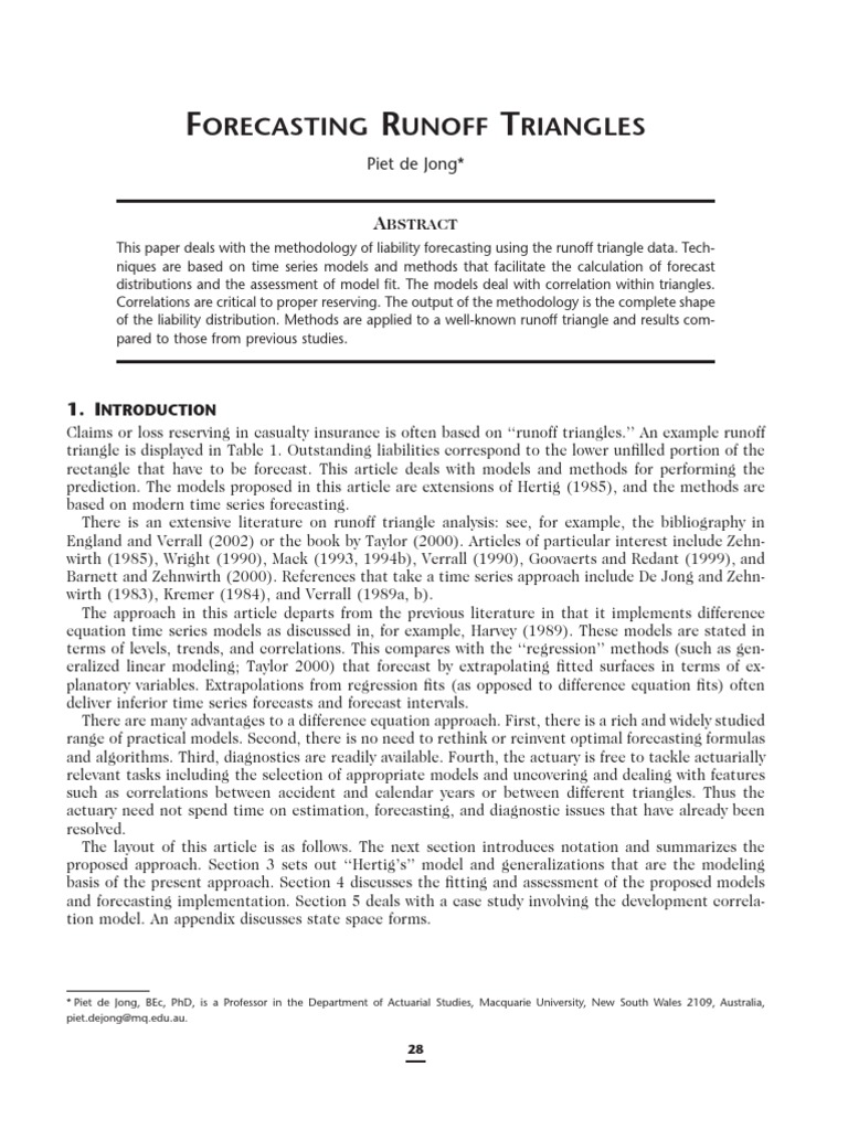 Forecasting Runoff Triangles | PDF | Covariance Matrix | Forecasting