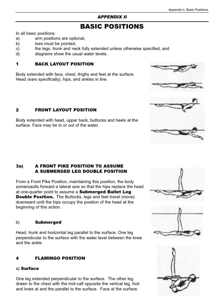 Basic Synchro Positions | PDF | Diving | Hip