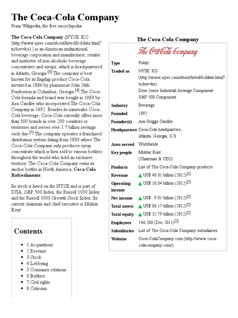 The Coca-Cola Company - Wikipedia, The Free Encyclopedia | Download ...
