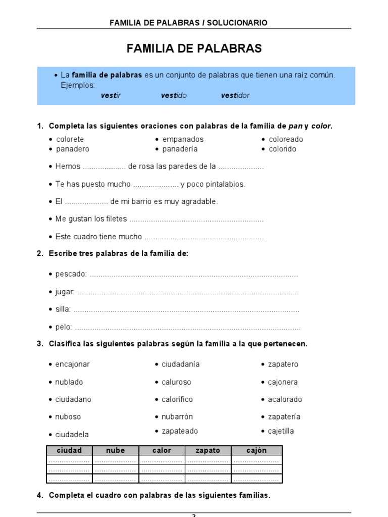 Familia de Palabras | PDF