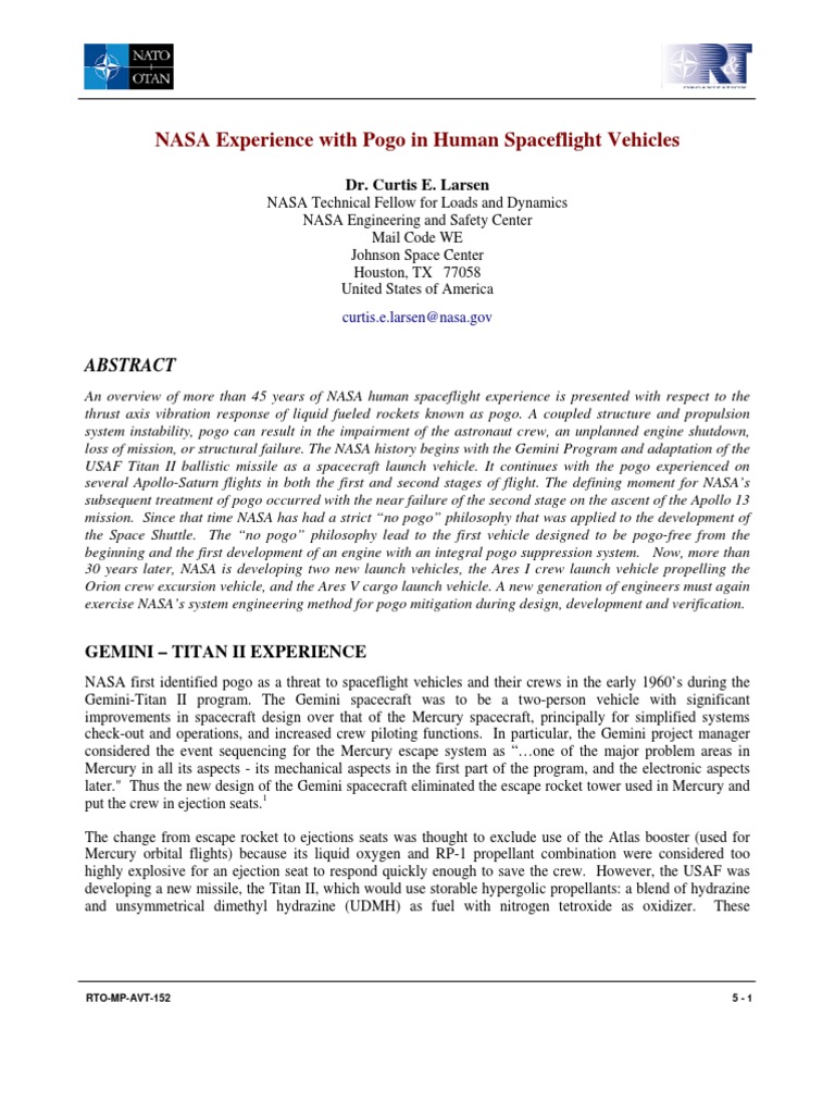 NASA's Pogo Instability in Spaceflight | PDF | Project Gemini | Apollo ...