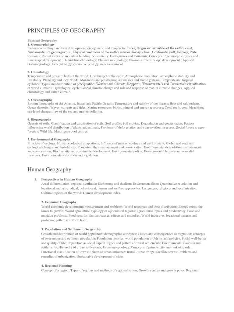 Principles of Geography | PDF | Geomorphology | Agriculture
