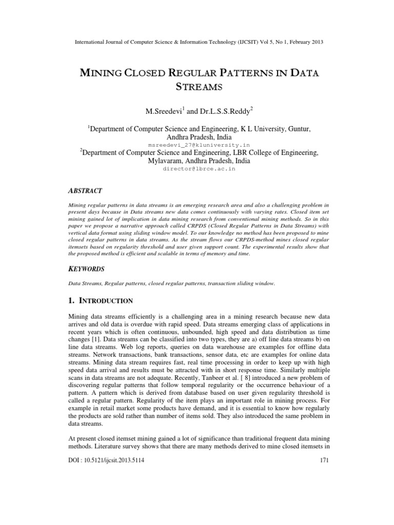Mining Closed Regular Patterns in Data Streams | PDF | Data | Computer Data