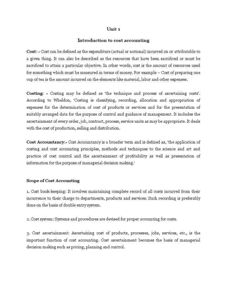 Introduction To Cost Accounting | PDF | Cost Accounting | Cost