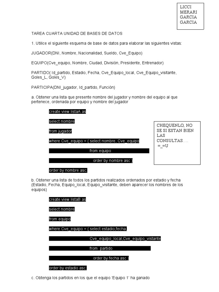 Tarea 4,5,6 Unidad de Bases de Datos | PDF | SQL | Bases de datos