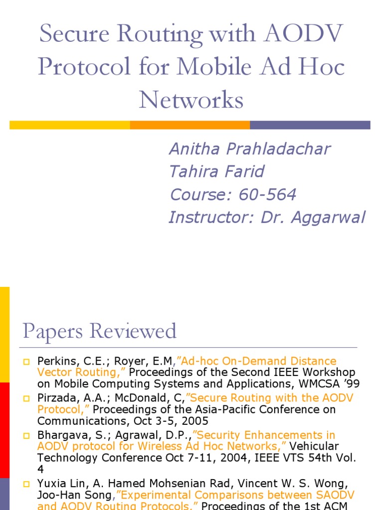 Secure Routing With AODV Protocol For Mobile Ad Hoc Networks | Download Free PDF | Routing ...