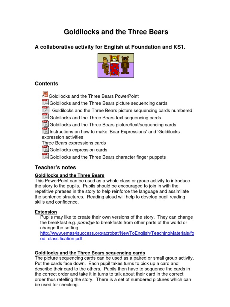 Goldilocks and The Three Bears | PDF