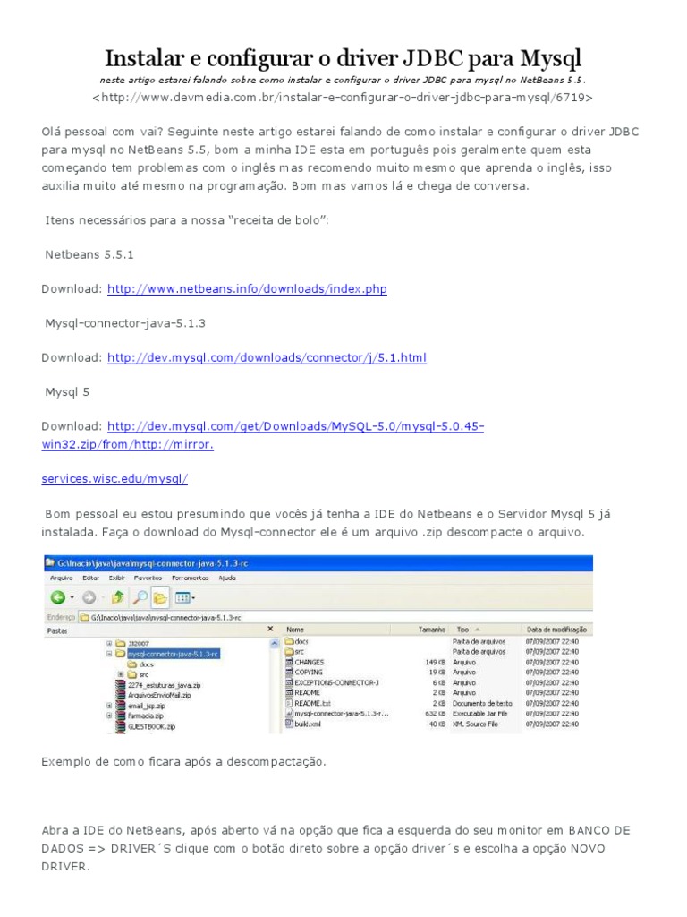 Instalar e Configurar o Driver JDBC para Mysql | PDF | Computadores