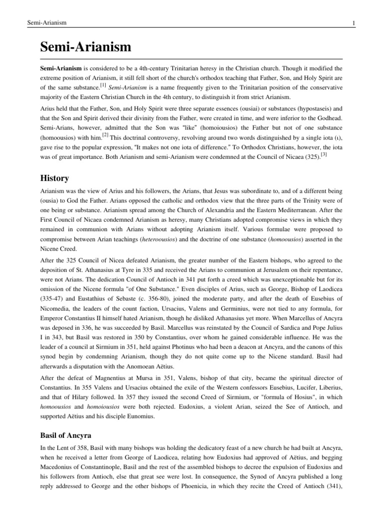 Semi Arianism | PDF | Arianism | Systematic Theology