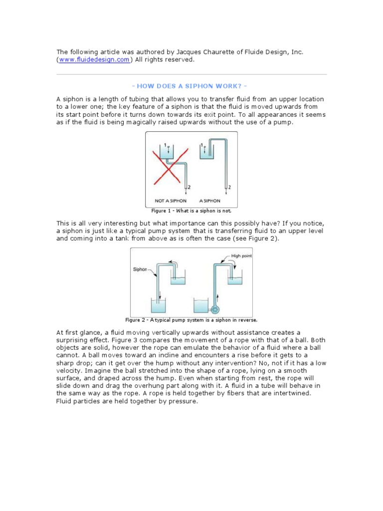 Siphon Design Theory | PDF | Pressure | Pump
