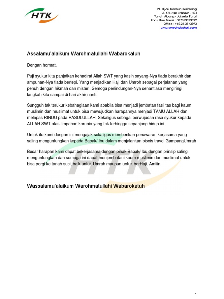 Proposal Kemitraan Gampang Umroh Madina Prima | PDF