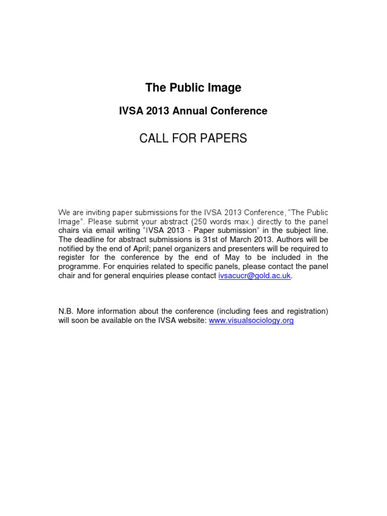 IVSA 2013 Conference Paper Call | PDF | Sociology | Ethnography