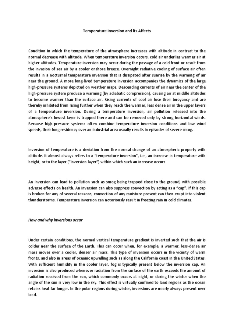 Temperature Inversion and Its Affects | Download Free PDF ...