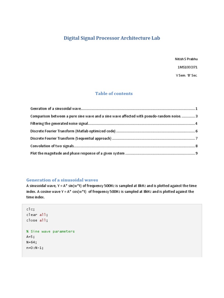 Basic Digital Signal Processing Matlab Codes Download Free Pdf Discrete Fourier Transform