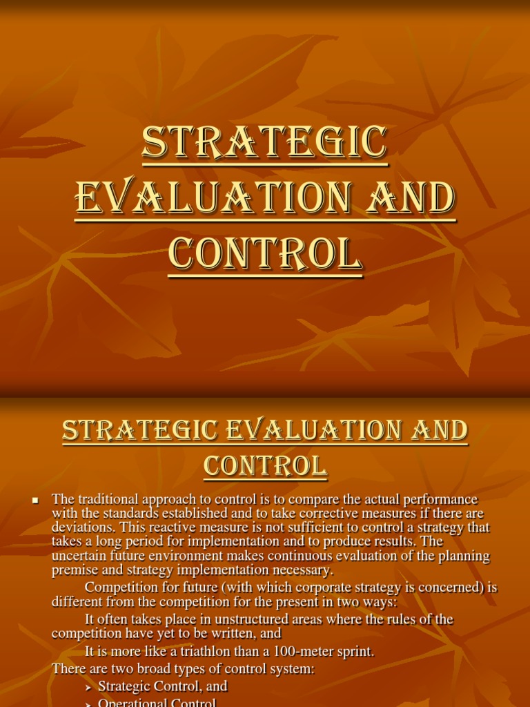 Strategic Evaluation and Control | PDF | Strategic Management | Evaluation