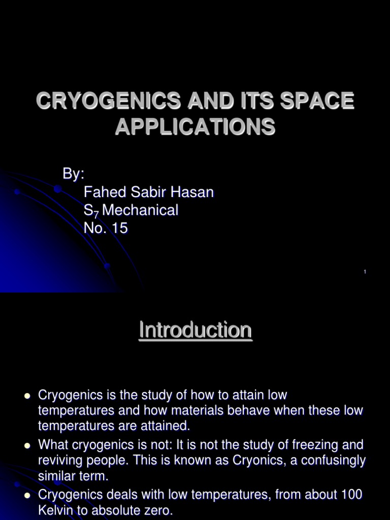 Cryogenics and Its Space Applications | PDF | Cryogenics | Transport ...