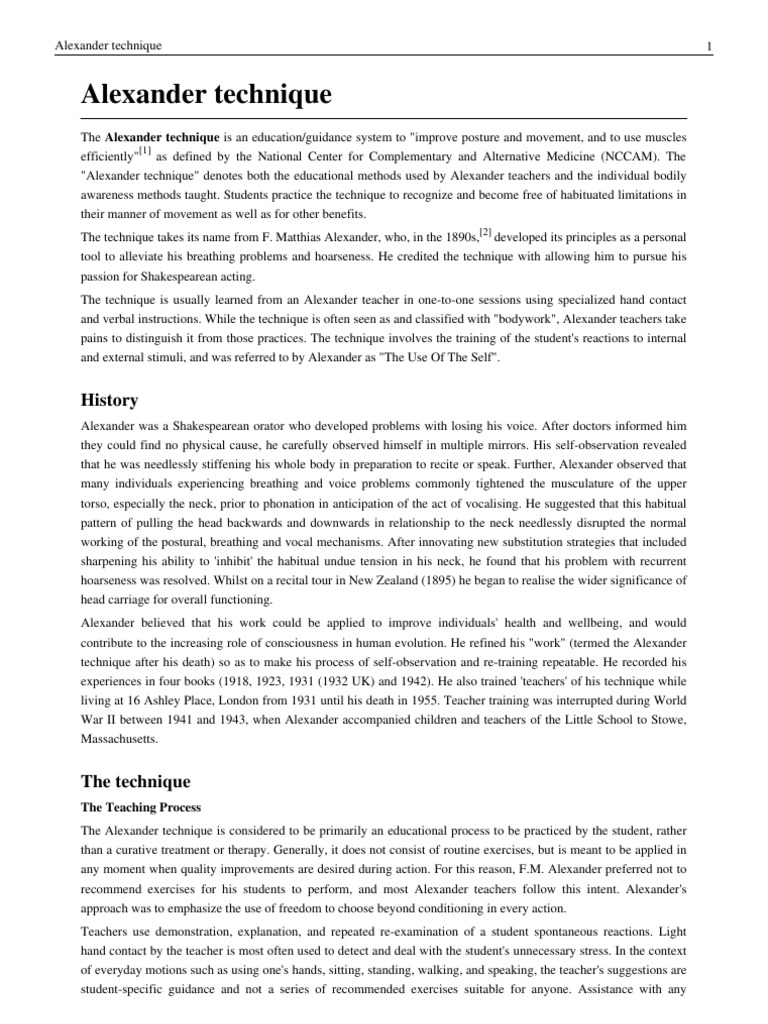 Alexander Technique | PDF | Alexander Technique | Cognitive Science