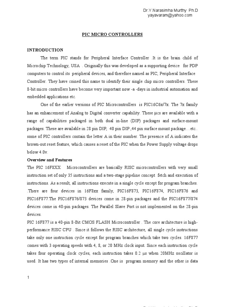 Pic Microcontroller - Class Notes | PDF | Microcontroller | Random ...