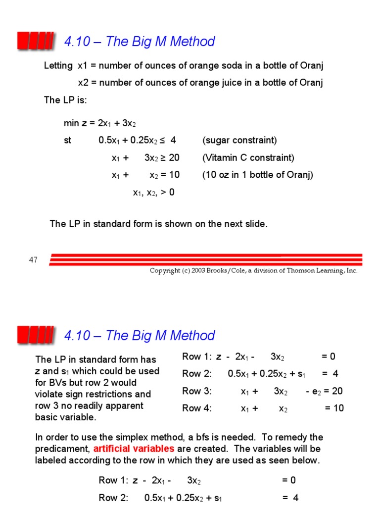 4.10 - The Big M Method | PDF | Mathematical Optimization | Algorithms