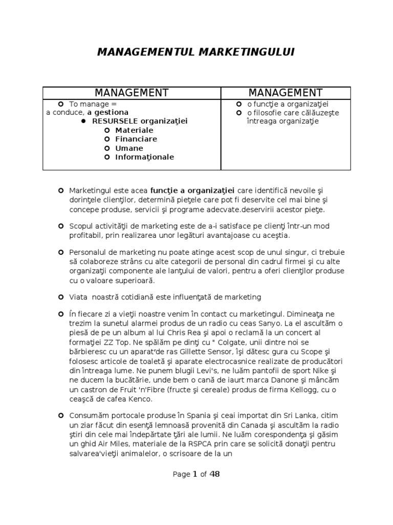 Managementul Marketingului | PDF