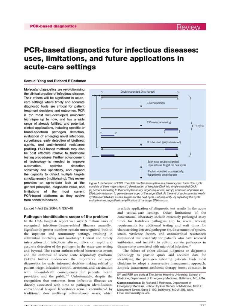 PCR-based Diagnostics For Infectious Diseases: Uses, Limitations, and Future Applications in ...