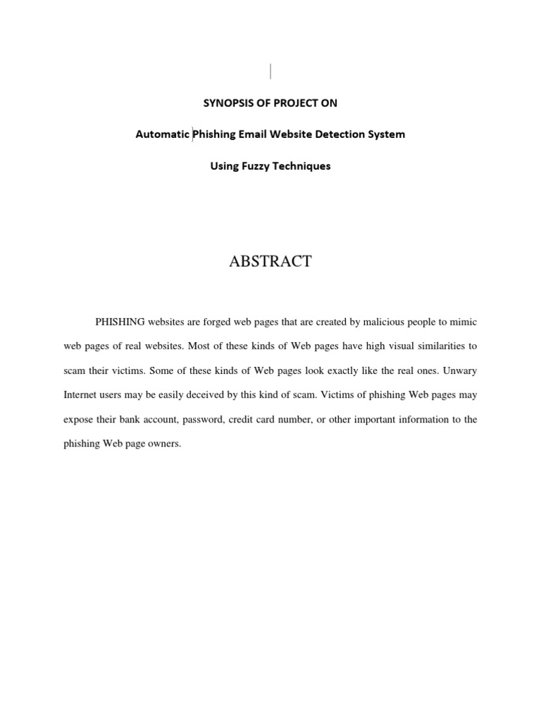 Synopsis of Project On Automatic Phishing Email Website Detection ... Synopsis of Project On Automatic Phishing Email Website Detection ...