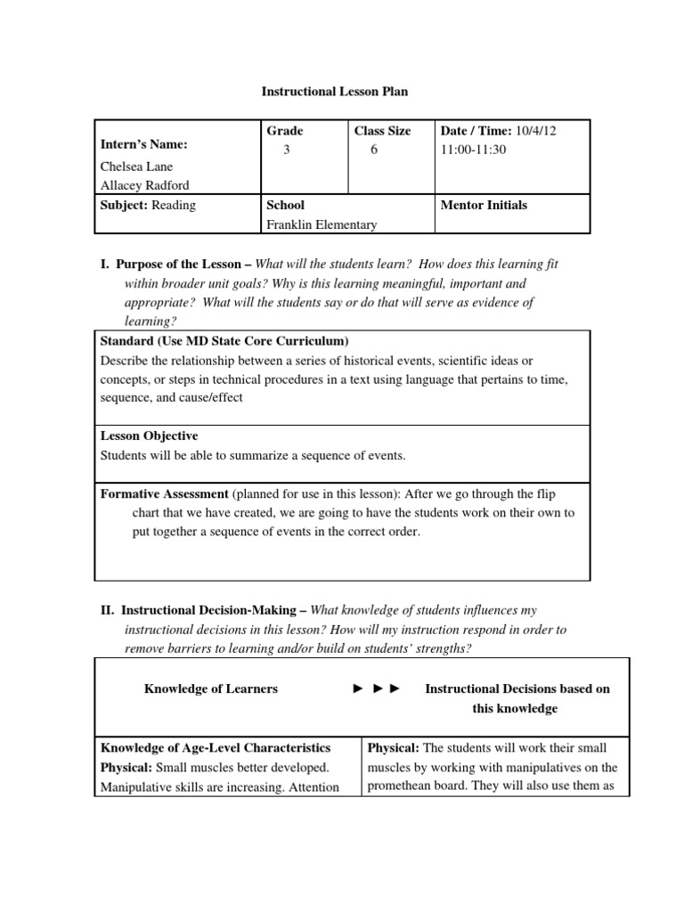 Sequencing Lesson Plan#1 | PDF | Applied Psychology | Learning