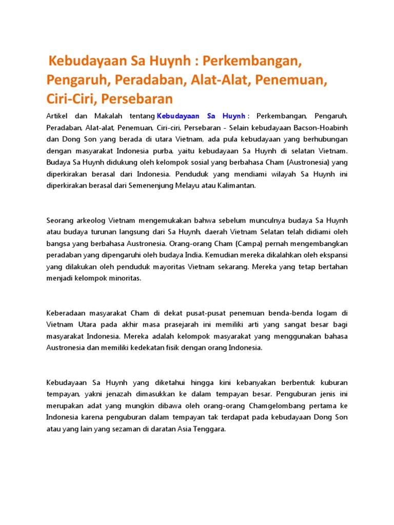 Kebudayaan Sa Huynh | PDF