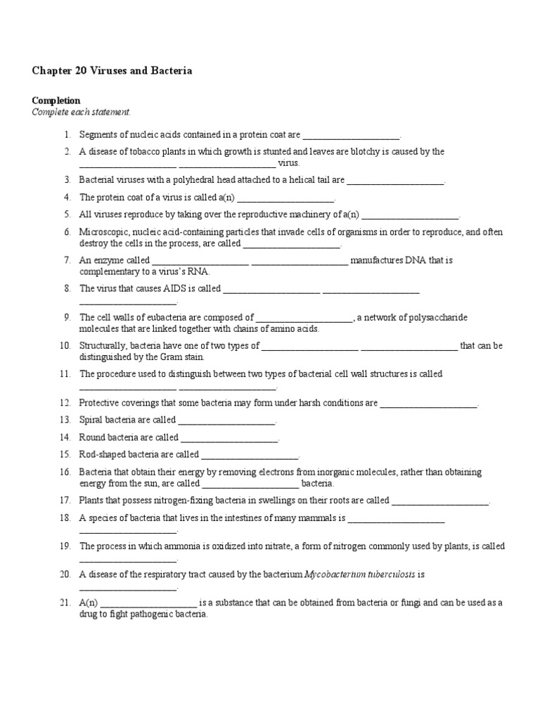 Chapter 20 Viruses and Bacteria | PDF | Bacteria | Virus
