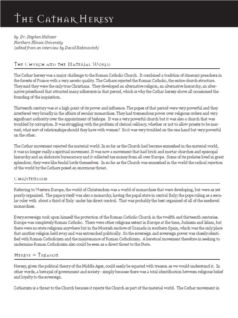 The Cathar Heresy | Download Free PDF | Catharism | Inquisition