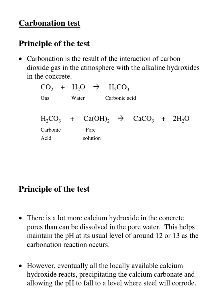 Carbonation Test Principle of The Test | PDF | Concrete | Corrosion
