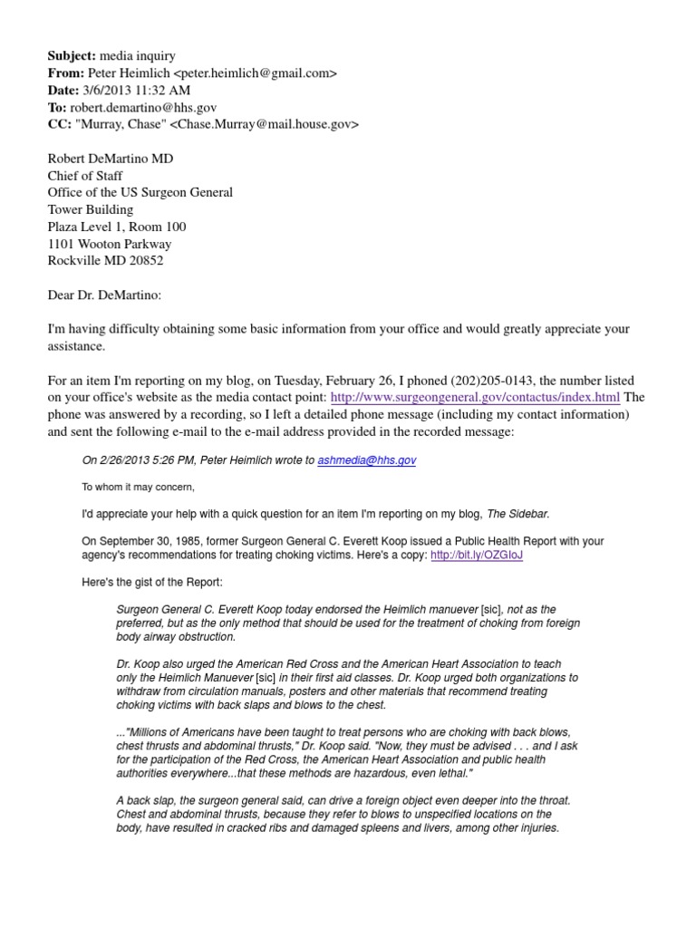 Subject: Media Inquiry Date: 3/6/2013 11:32 AM To: Robert - Demartino ...