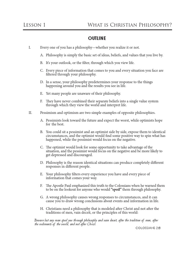 Lesson 1 What Is Christian Philosophy PDF