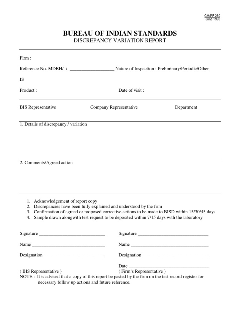 Discrepancy Variation Report Form | PDF | Finance & Money Management ...