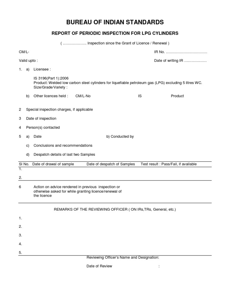 Periodic Inspection Report For LPG Cylinders | PDF | Welding | Construction