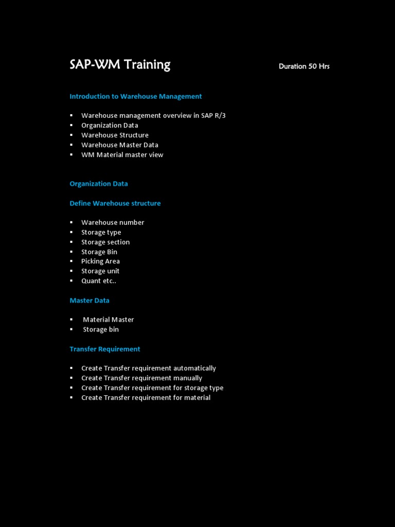 SAP-WM Training: Introduction To Warehouse Management | PDF | Warehouse ...