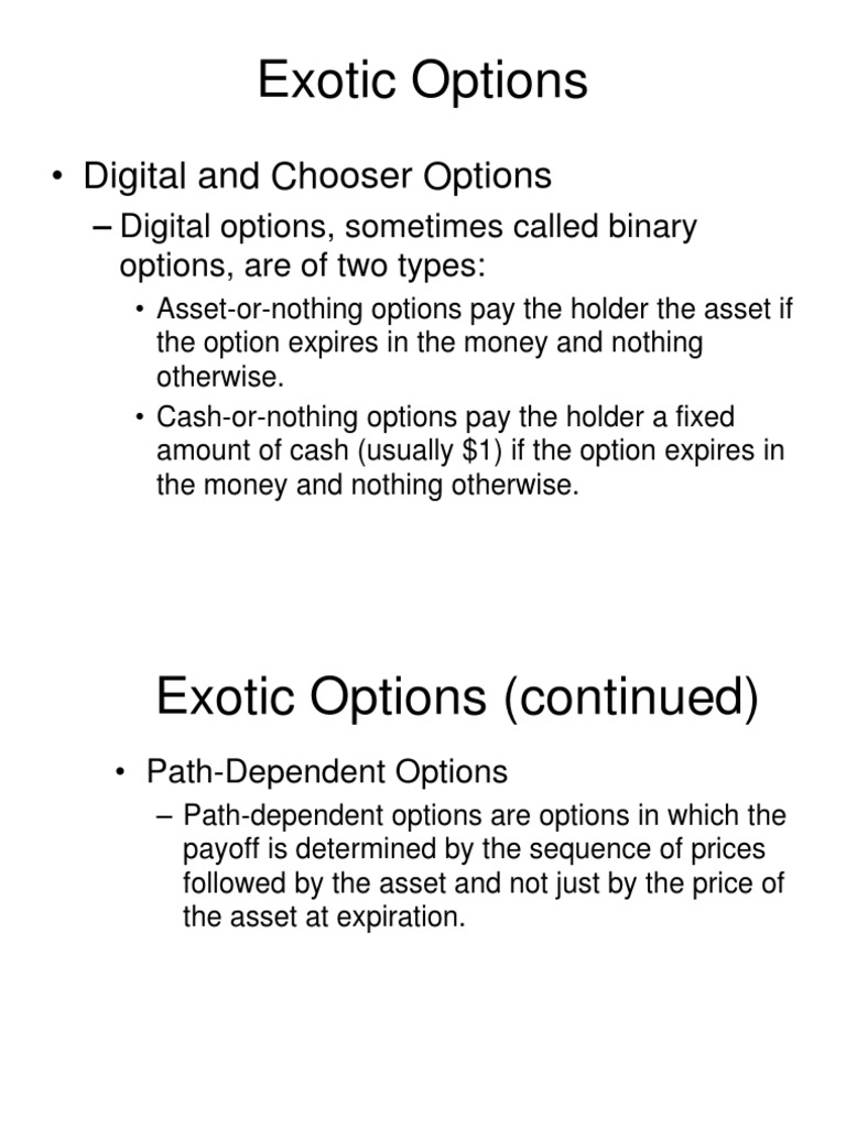 Exotic Options: - Digital and Chooser Options | PDF | Option (Finance ...
