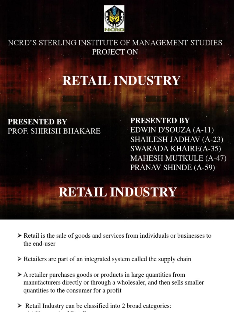 Retail Industry: NCRD S Sterling Institute of Management Studies ...
