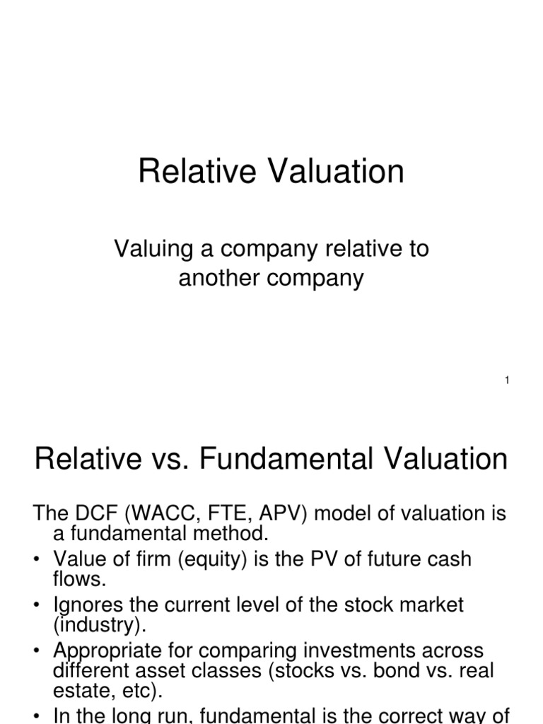 Relative Valuation | Valuation (Finance) | Stocks