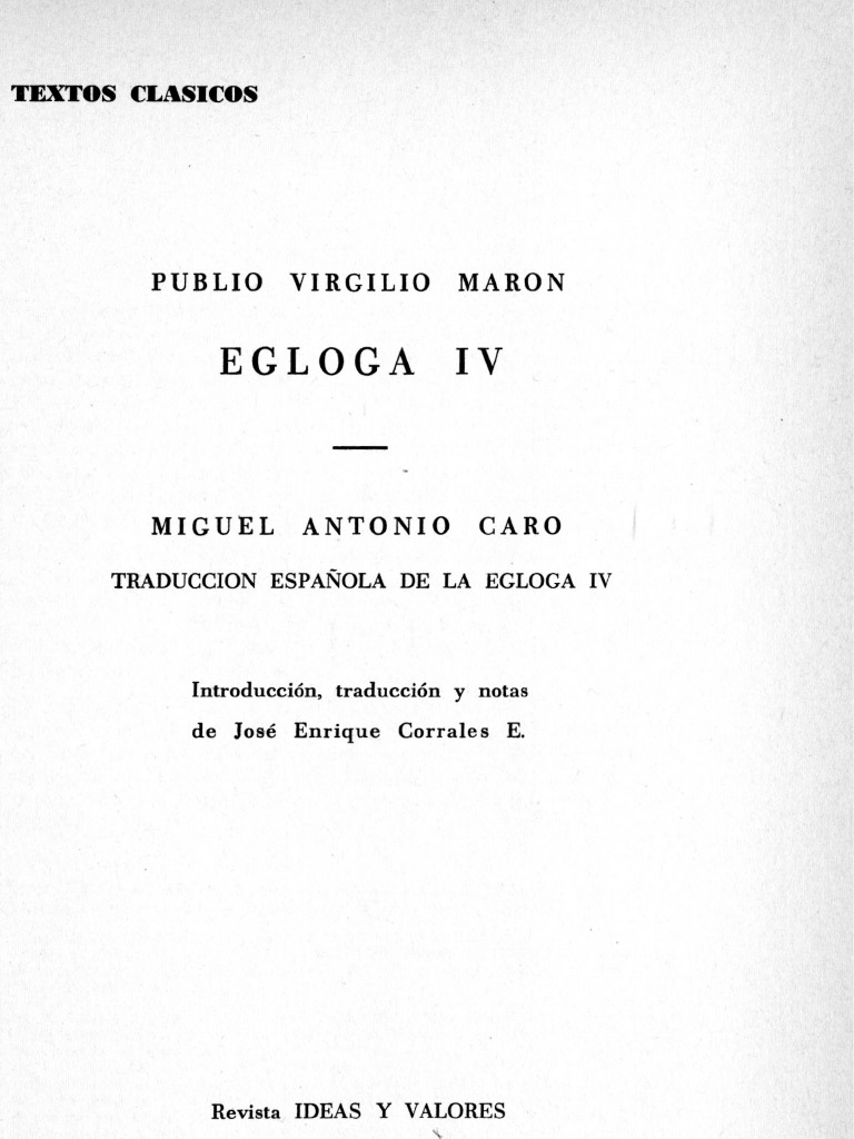 Egloga IV - Virgilio - Latín-Castellano | PDF | Virgilio | Orfeo